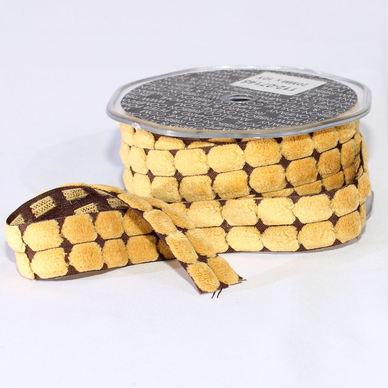 Gold Blocks Woven Edge Craft Ribbon 0.75" x 40 Yards | Christmas Central