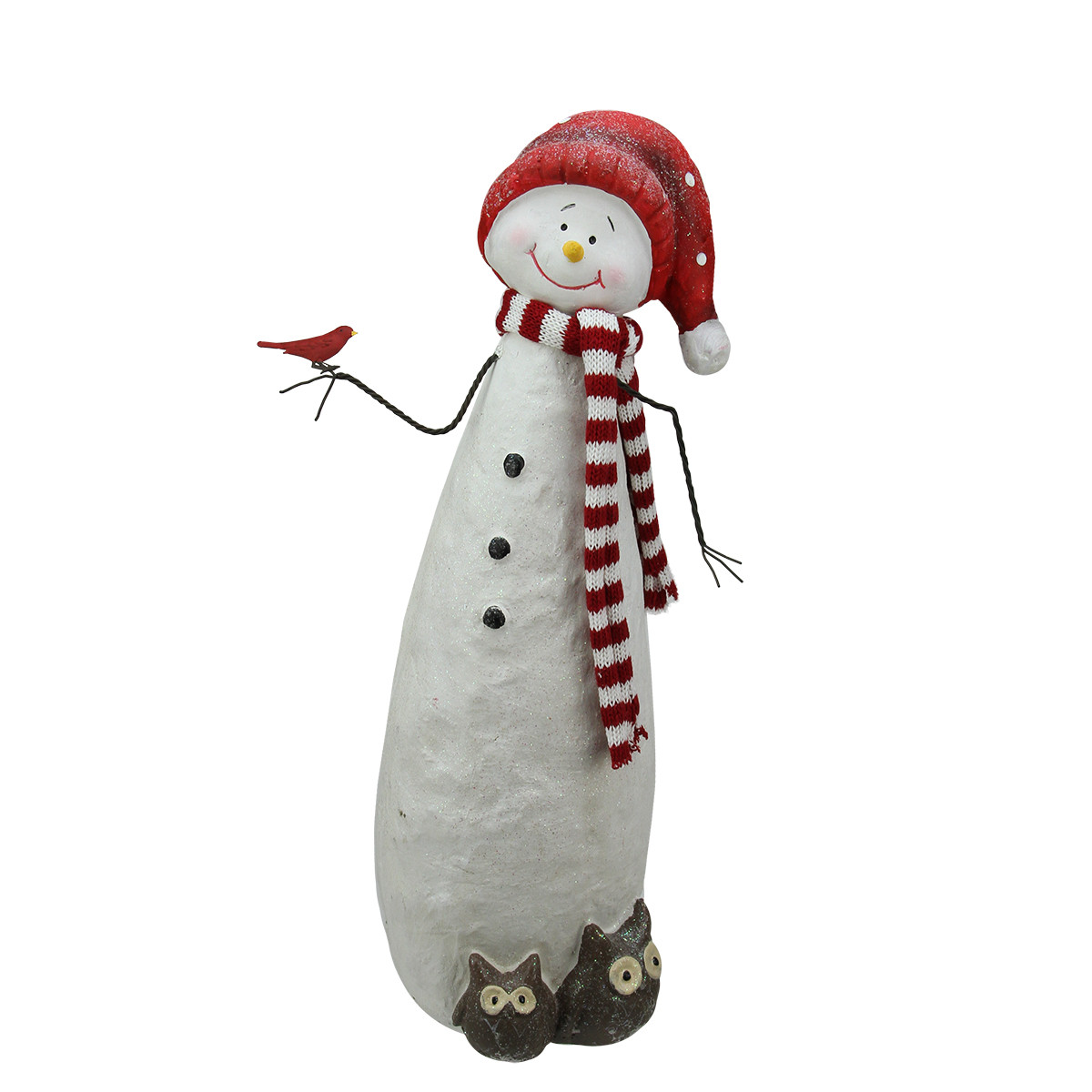 17" Glitter Snowman with Brown Owls Christmas Table Top Decoration ...