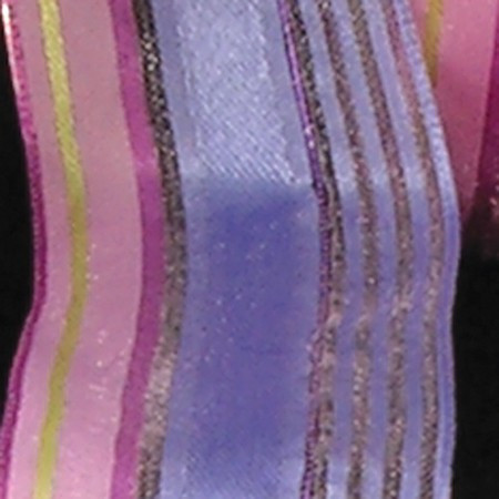 Pink & Purple Striped Semi Sheer Wired Craft Ribbon 1.5" x 54 Yards ...