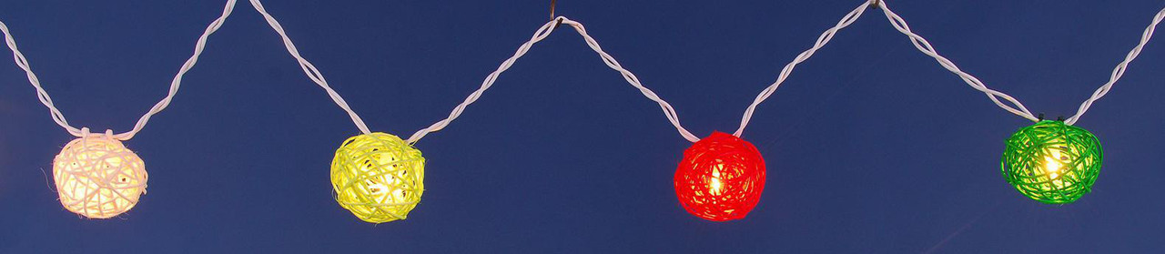 Set of 10 Multi-Colored Clear Ball Party Lights - 3ft White Wire ...