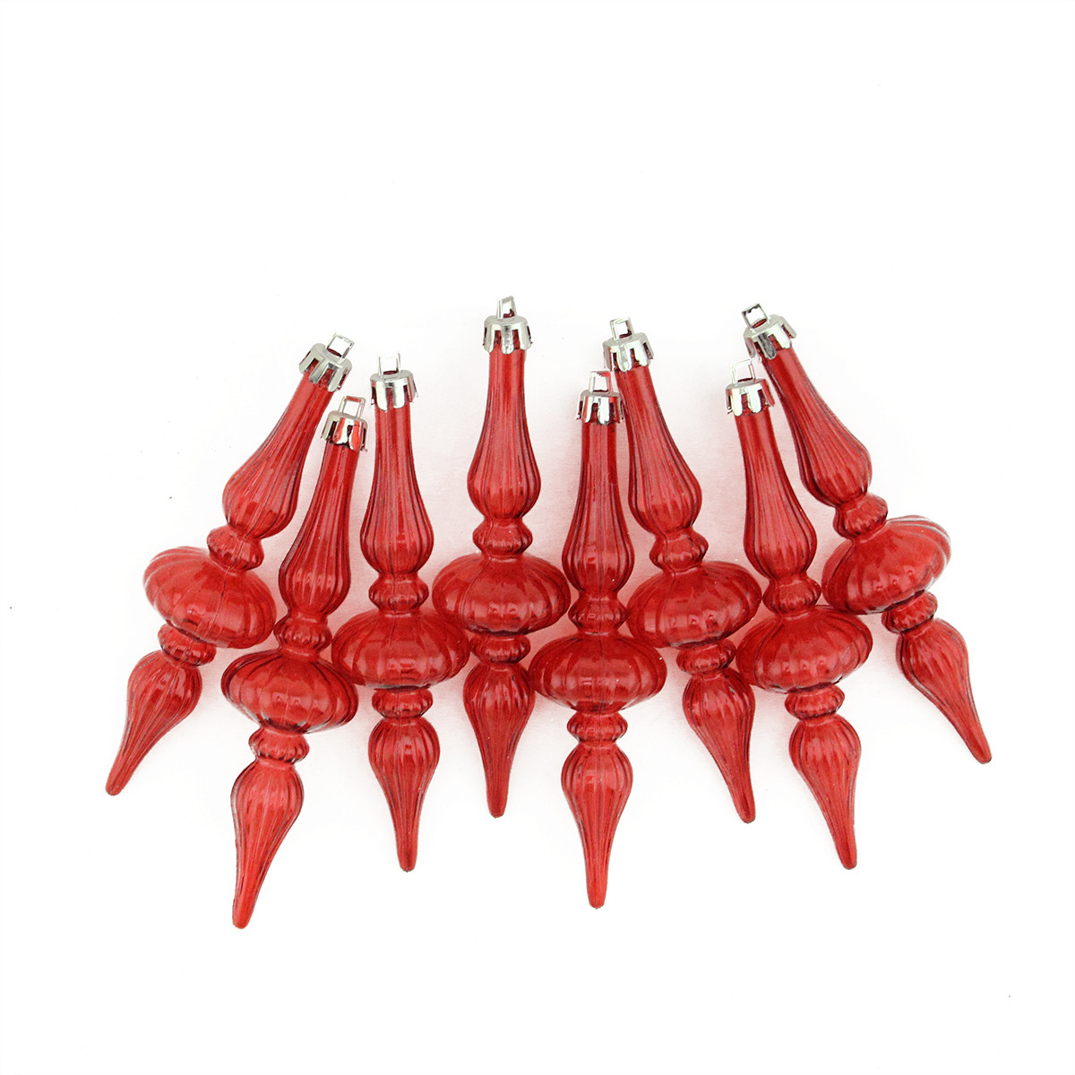 8ct Red Solid Shatterproof Christmas Finial Ornaments 5.25" | Christmas ...