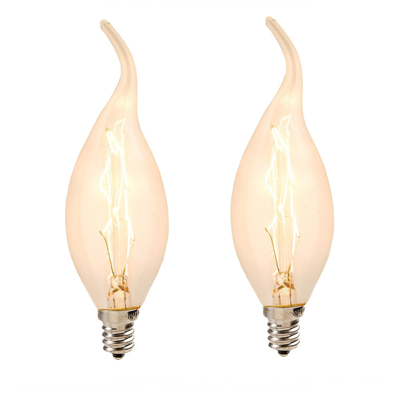 Pack of 2 Cleveland Vintage Lighting Edison Style E12S Base Flame ...