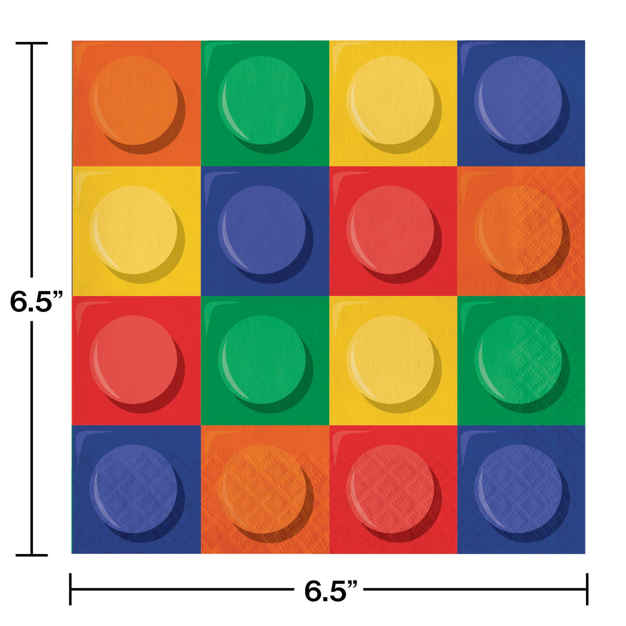 Club Pack of 192 Red & Yellow Building Block 2-Ply Luncheon Party ...