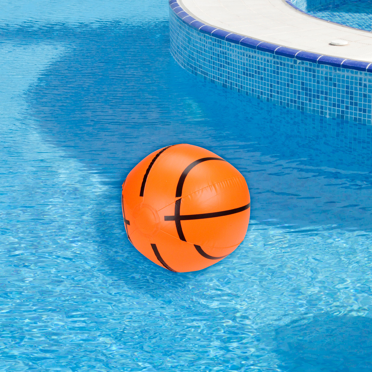 Inflatable 6-Panel Beach Basketball - 16" - Orange | Christmas Central