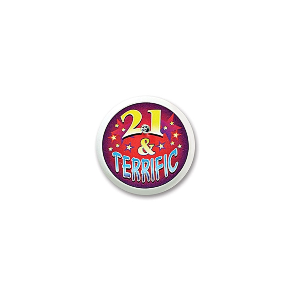 Pack of 6 Colorful "21 & Terrific" Decorative Blinking Buttons 2 ...