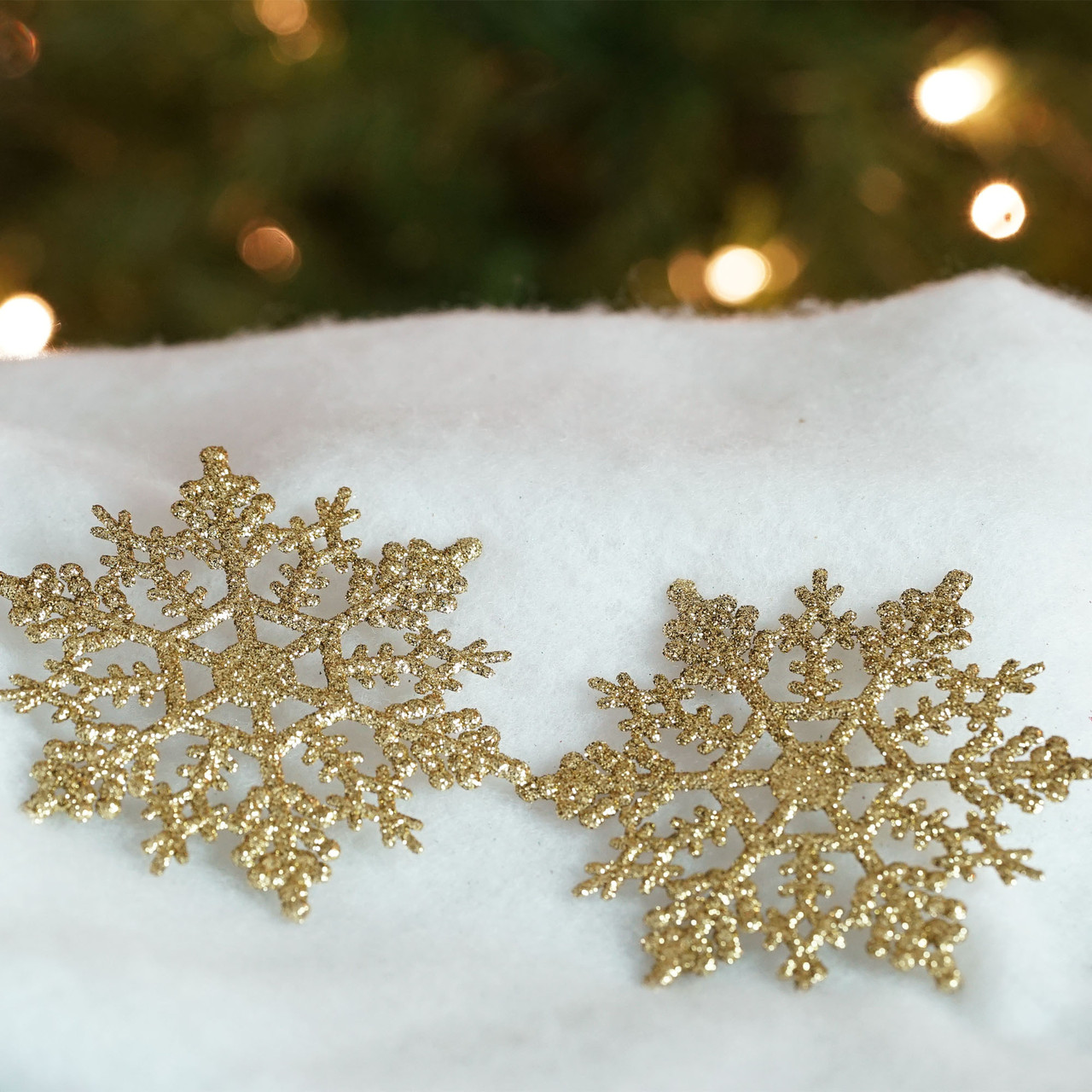 24ct Gold Glitter Snowflake Christmas Ornaments 4" | Christmas Central