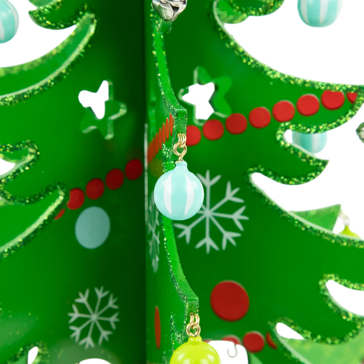 13.75" Green 3-D Wood Christmas Tree with Ornaments Decoration ...