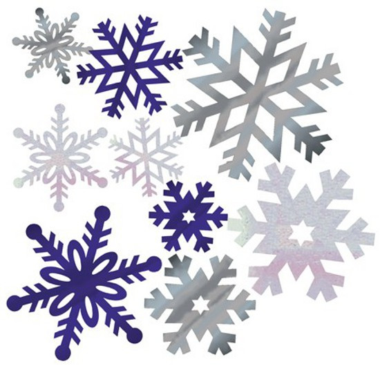 Club Pack of 144 Silver & Blue Foil Christmas Snowflake Cutout ...