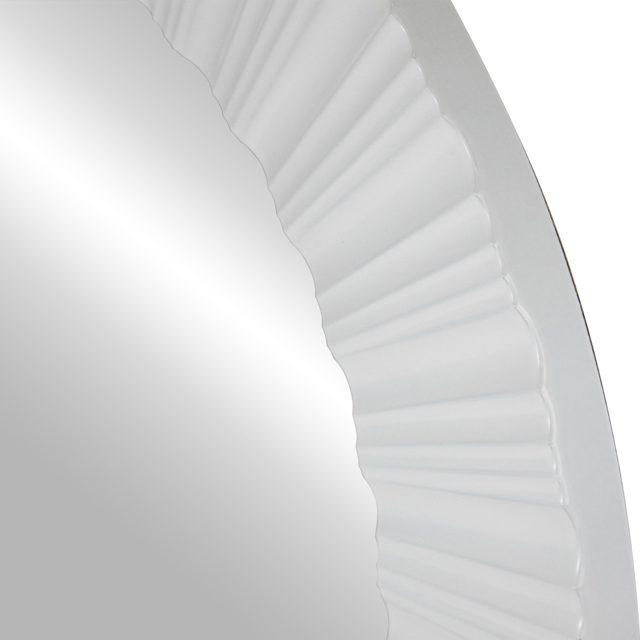 20" White Fluted Waves Round Wall Mirror | Christmas Central
