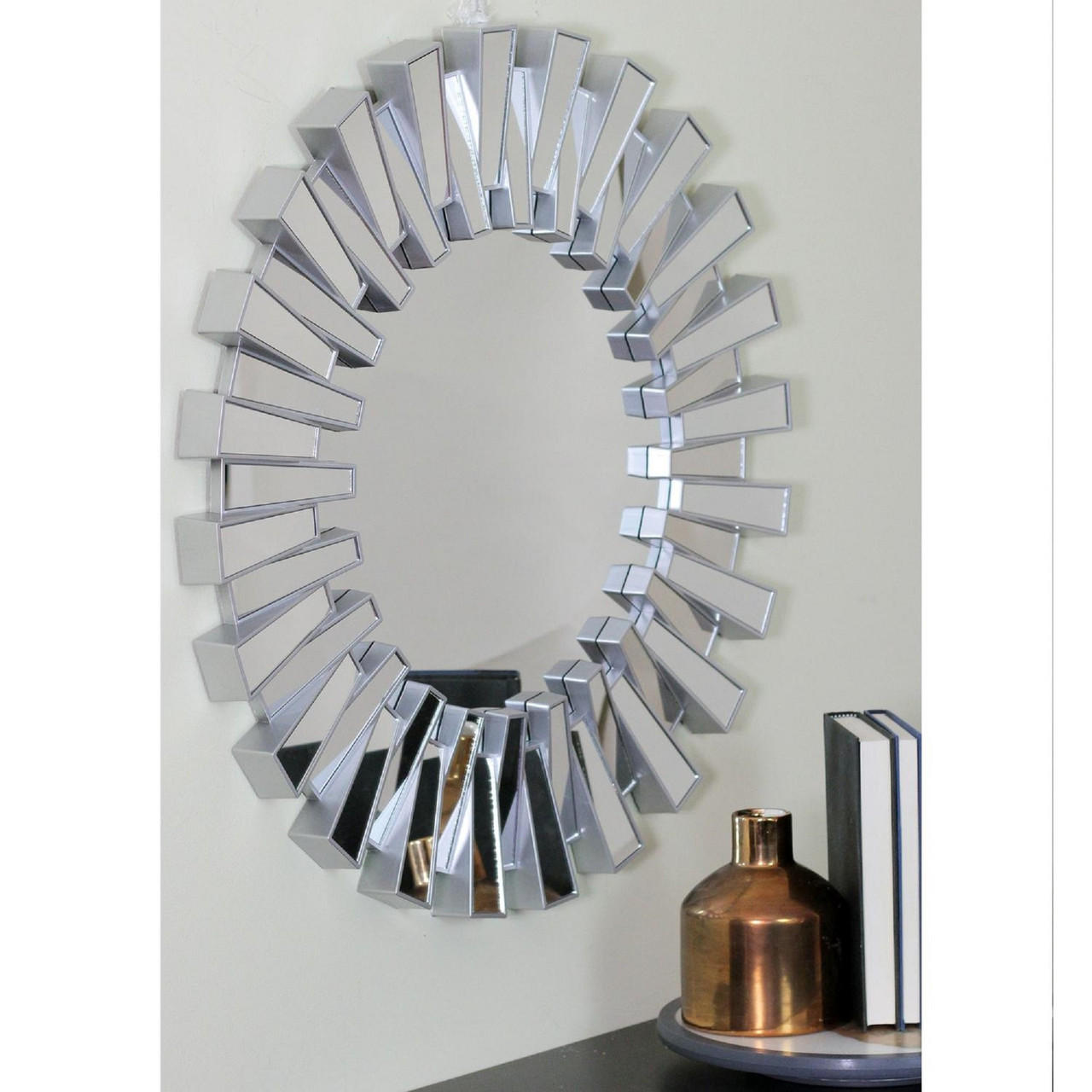 25.5" Silver Aztec Sunburst Round Mirror Wall Decor | Christmas Central