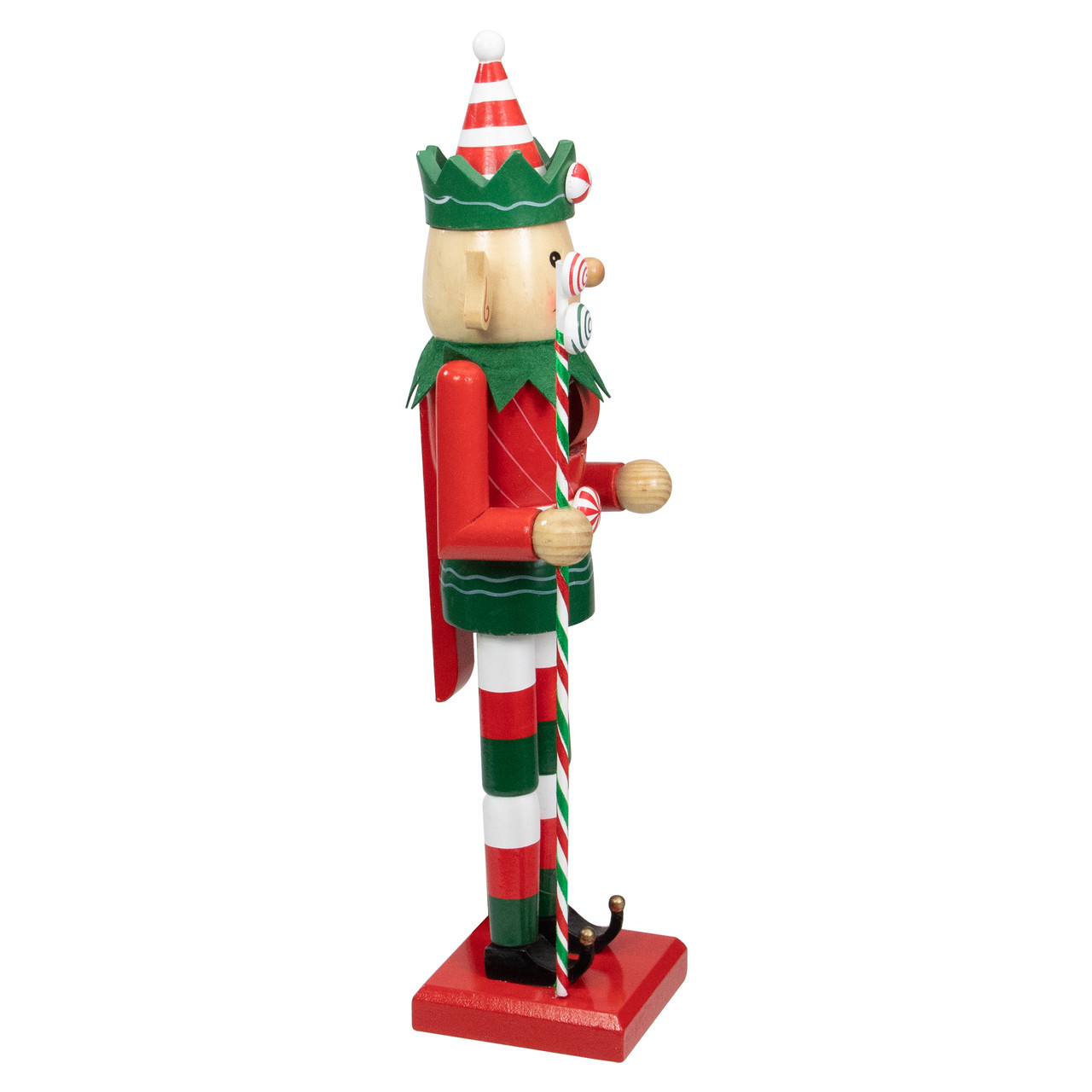 15" Red & Green Traditional Striped Elf Christmas Nutcracker ...