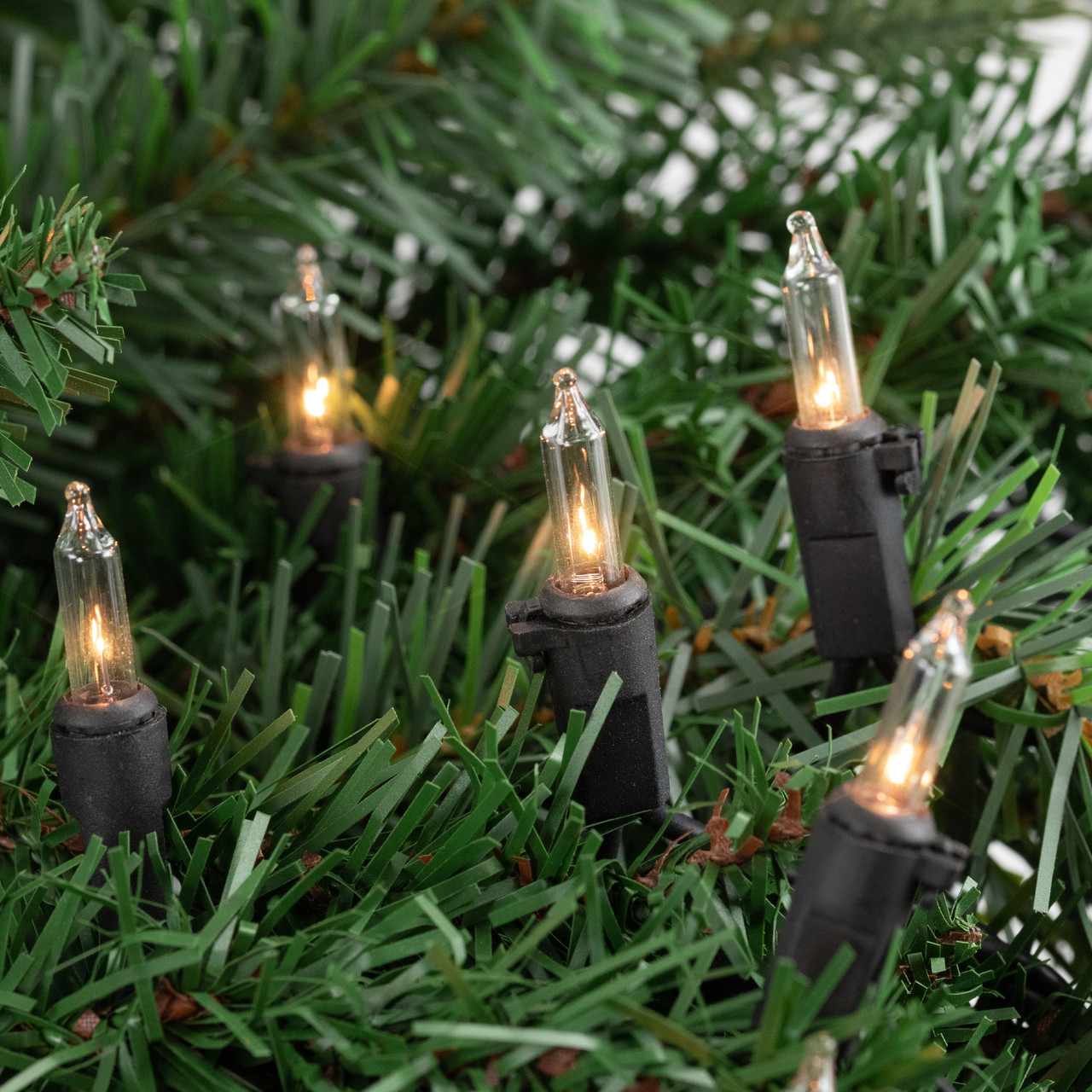 100-Count Clear Mini Christmas String Light Set - 20.25ft Black Wire ...