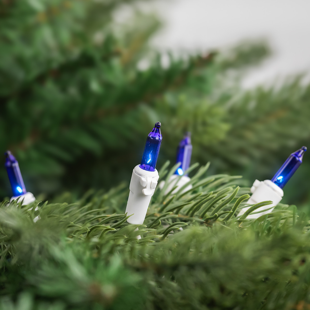 35-Count Blue Mini Christmas Light Set, 7ft White Wire | Christmas Central