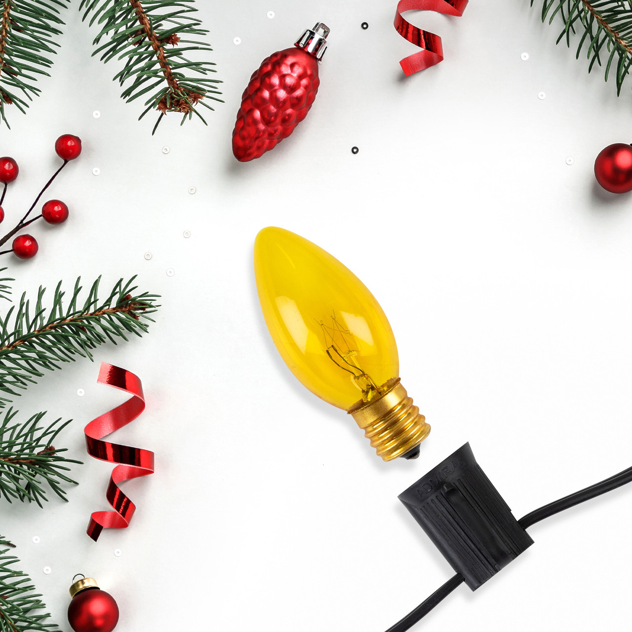 Pack of 25 Incandescent Transparent Yellow C9 Christmas Replacement ...