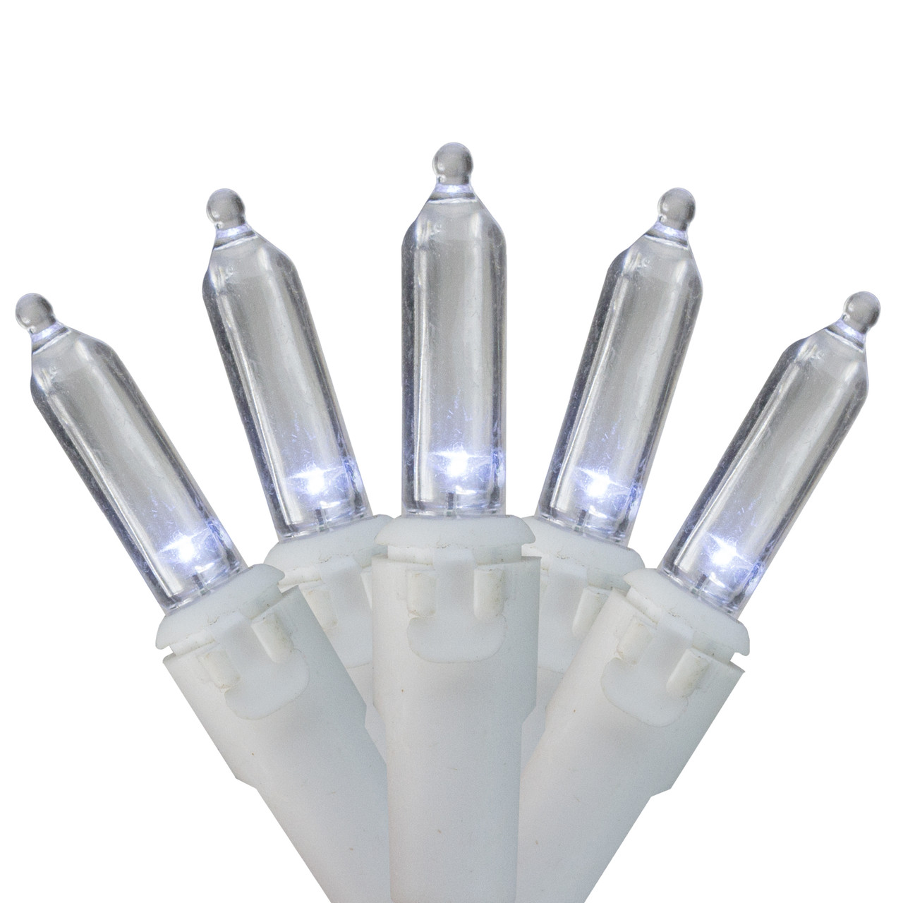 35-Count Pure White LED Mini Christmas Light Set - 11.25ft White Wire ...