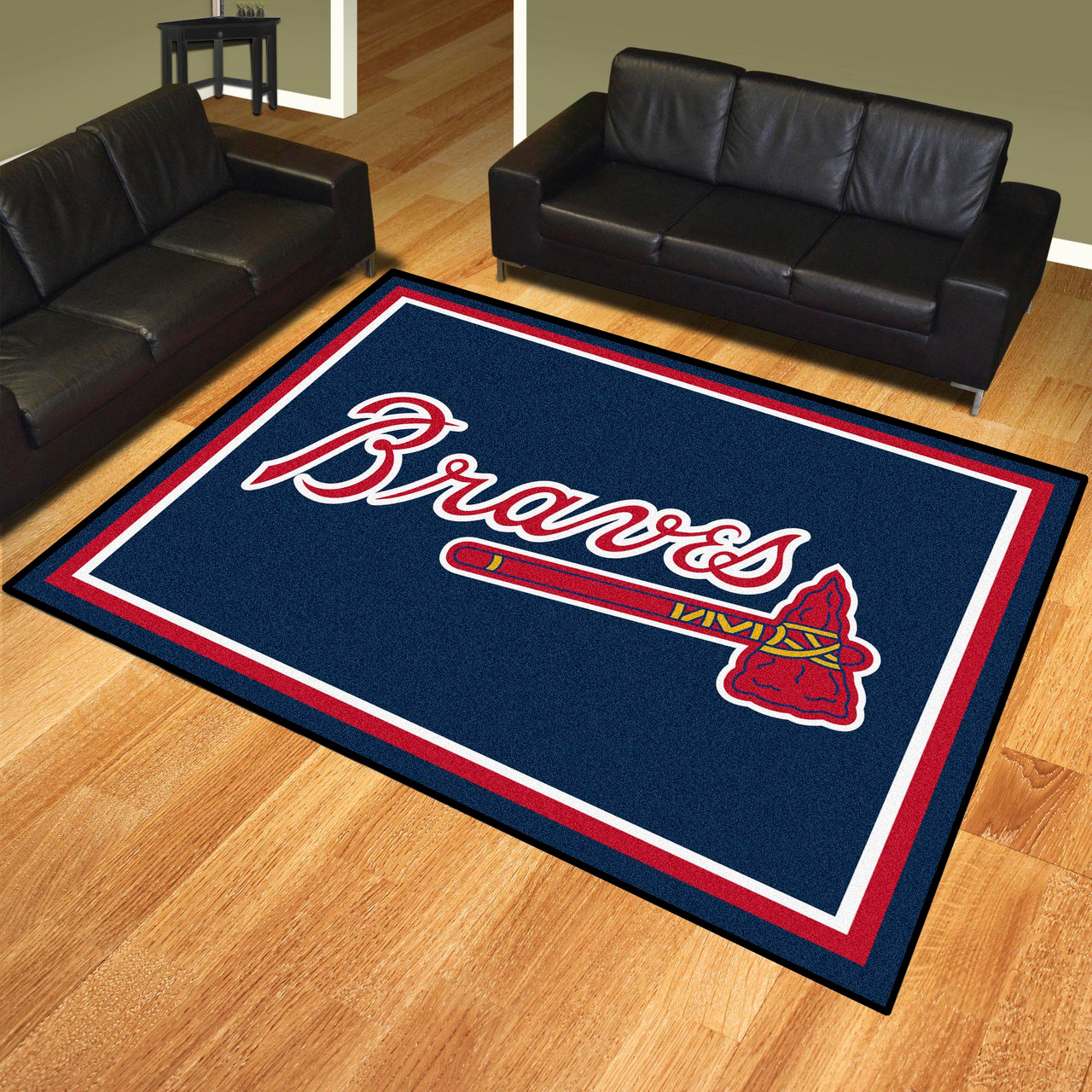 87" x 117" Blue & Red MLB Atlanta Braves Plush Non-Skid Area Rug ...