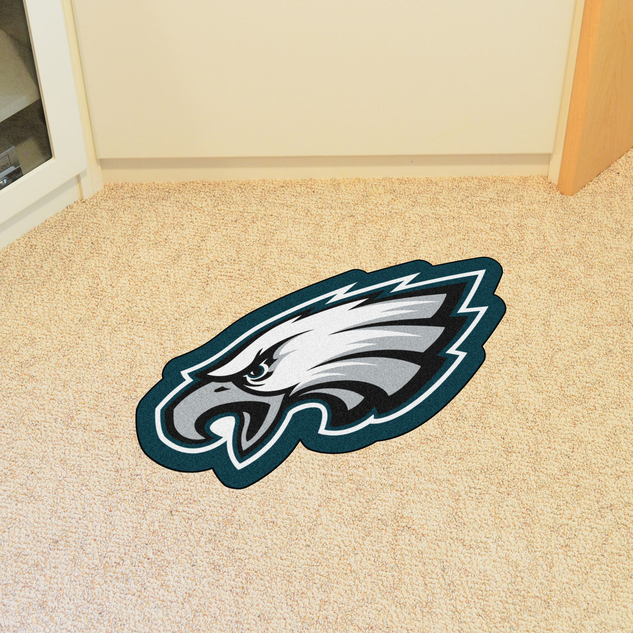 36" x 25.8" Black & White NFL Philadelphia Eagles Mascot Logo Area Rug ...