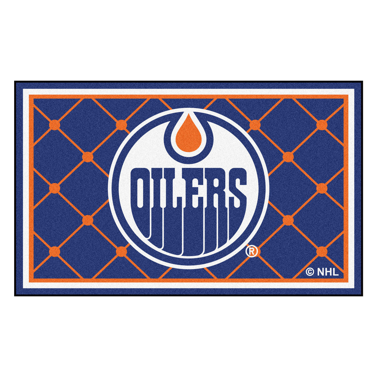 4' x 6' White & Blue NHL Oilers Foot Plush Non-Skid Area Rug ...