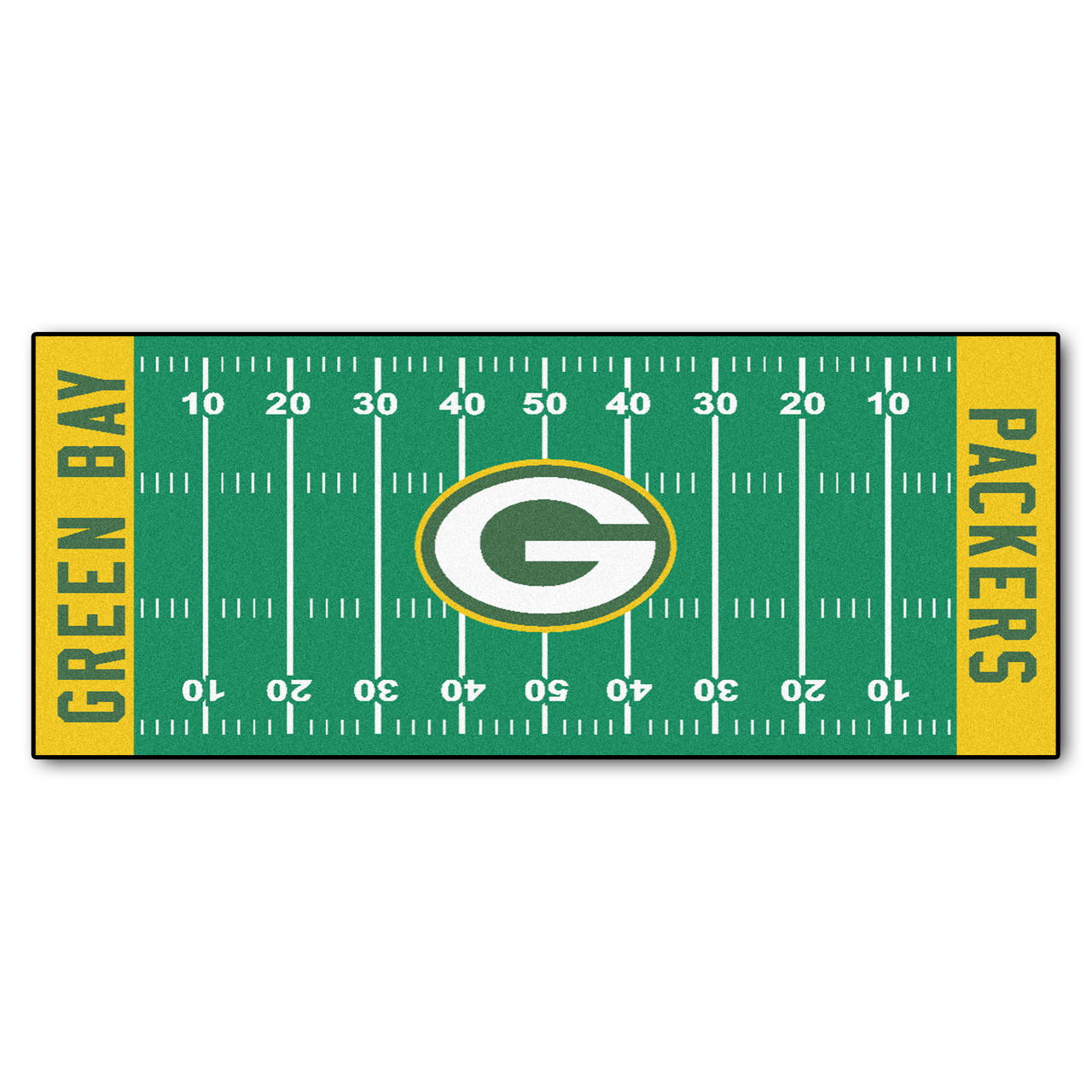 30" x 72" Green & Yellow NFL Green Bay Packers Football Field Area Rug ...