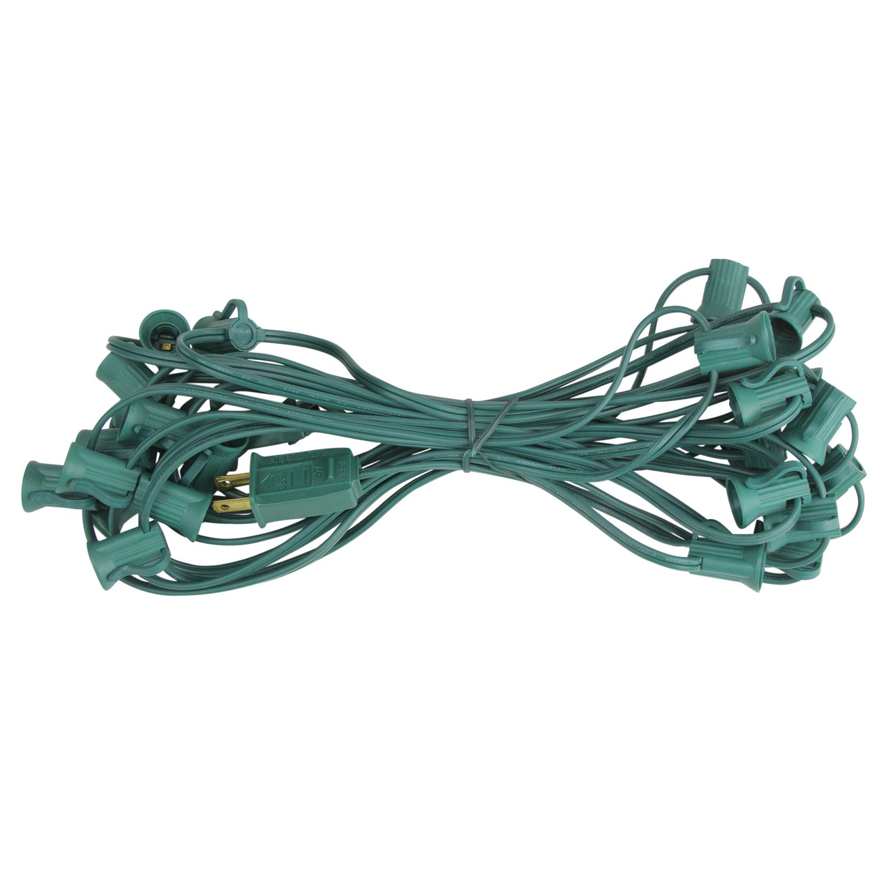 25' C7 Christmas Light Socket - Green Wire | Christmas Central