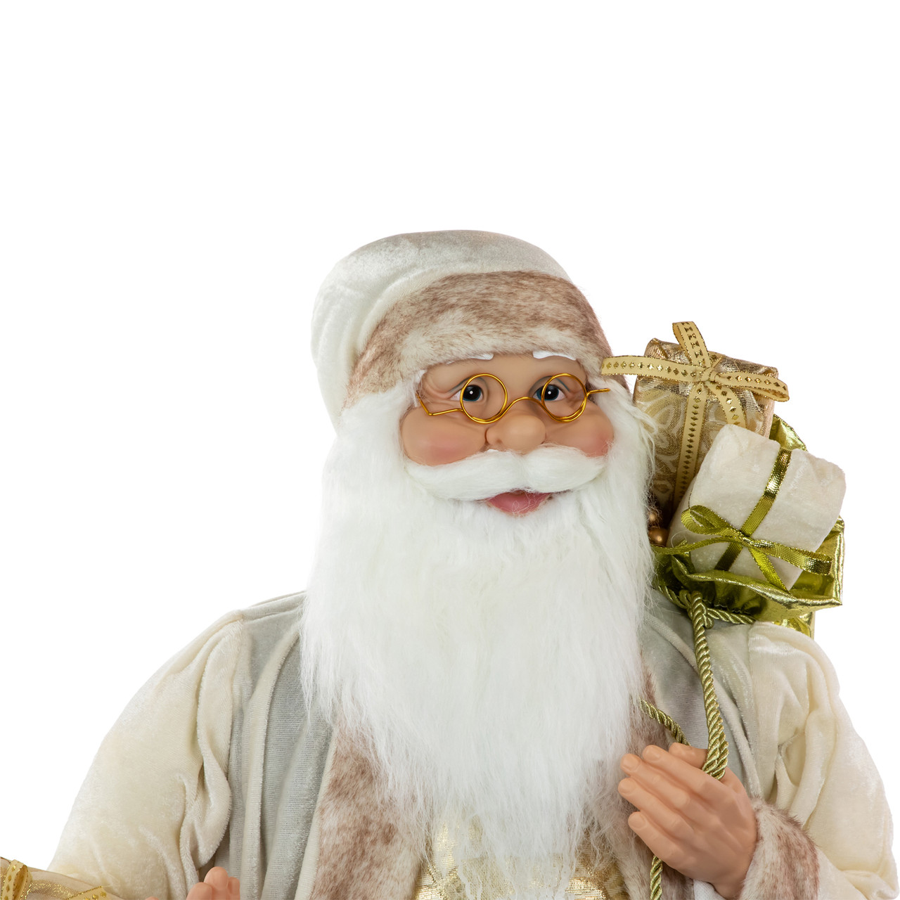 36" Winter White & Ivory Santa Claus with Gift Bag Christmas Figure ...