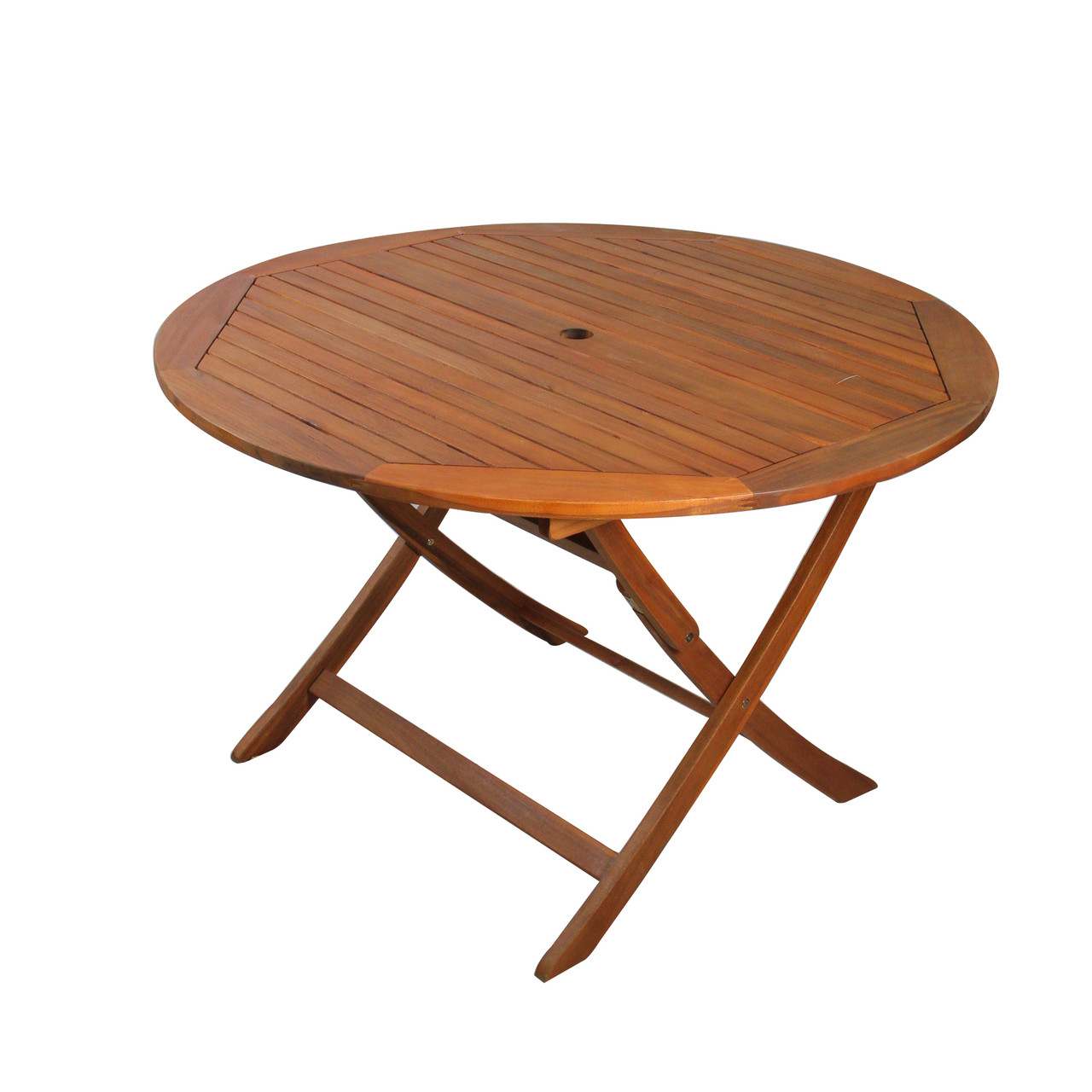 47" Brown Solid Round Outdoor Acacia Wood Folding Patio Dining Table ...