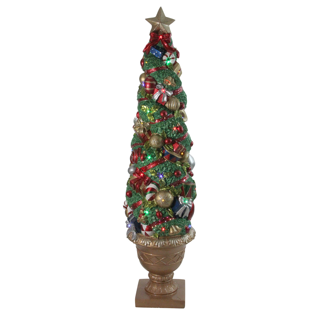 5' Prelit Fiber Optic LED Topiary Outdoor Artificial Christmas Tree ...