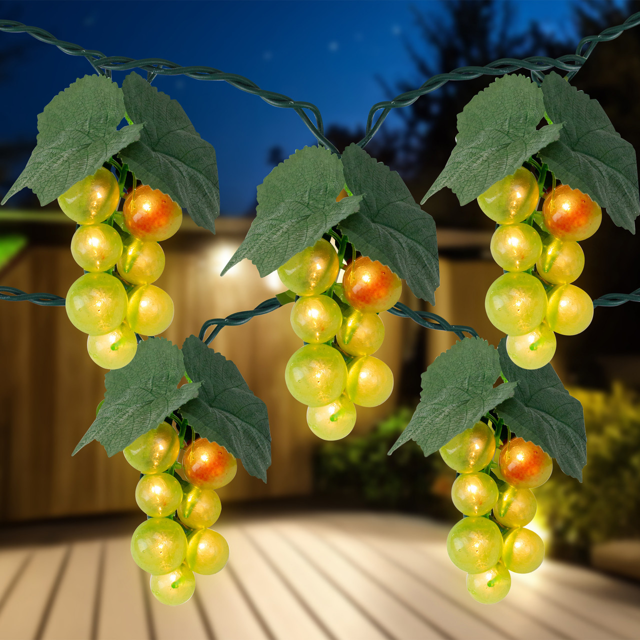 5-Count Green Grape Cluster Outdoor Patio String Light Set, 6ft Green ...