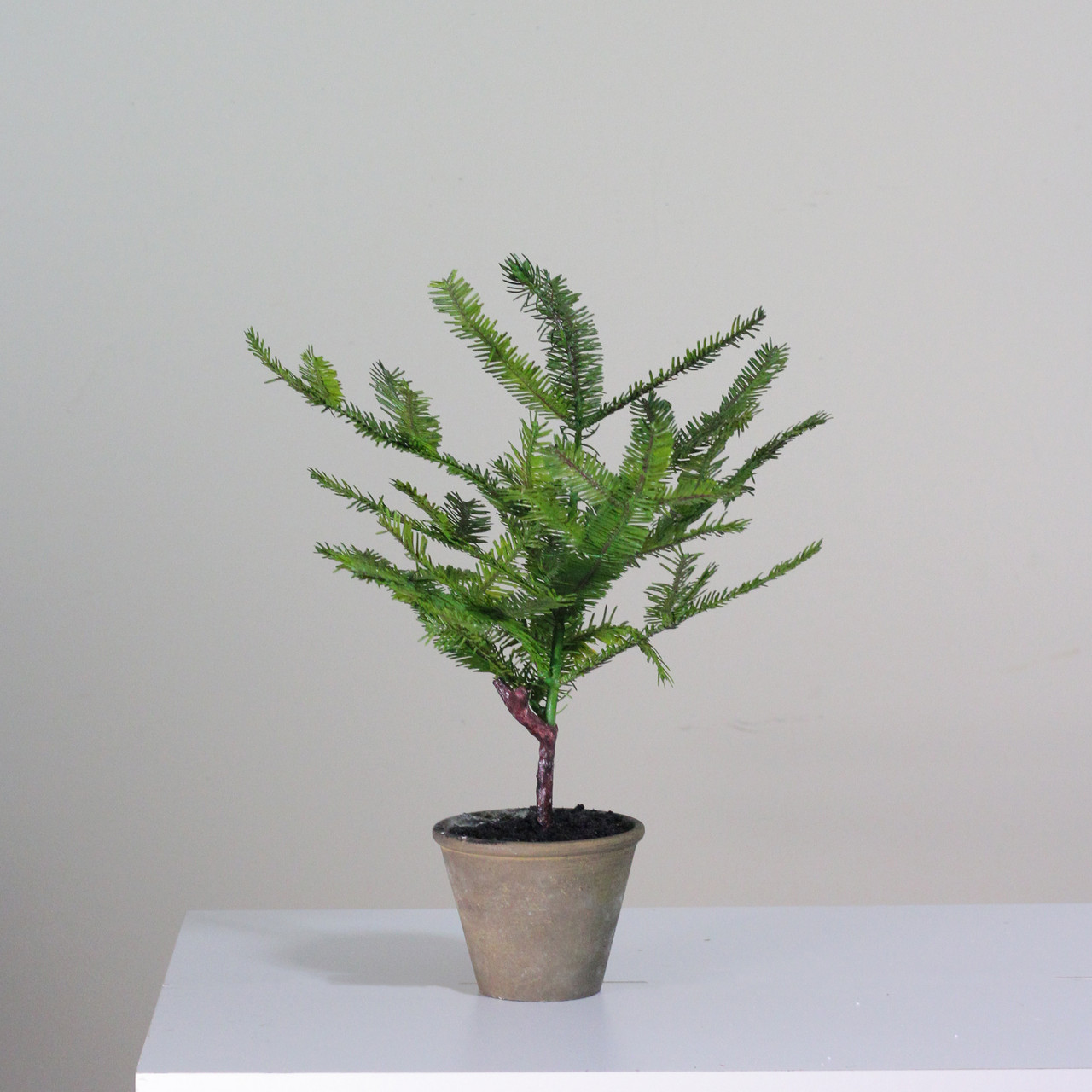 17" Green Artificial Mini Pine Tree in Paper Mache Pot | Christmas Central