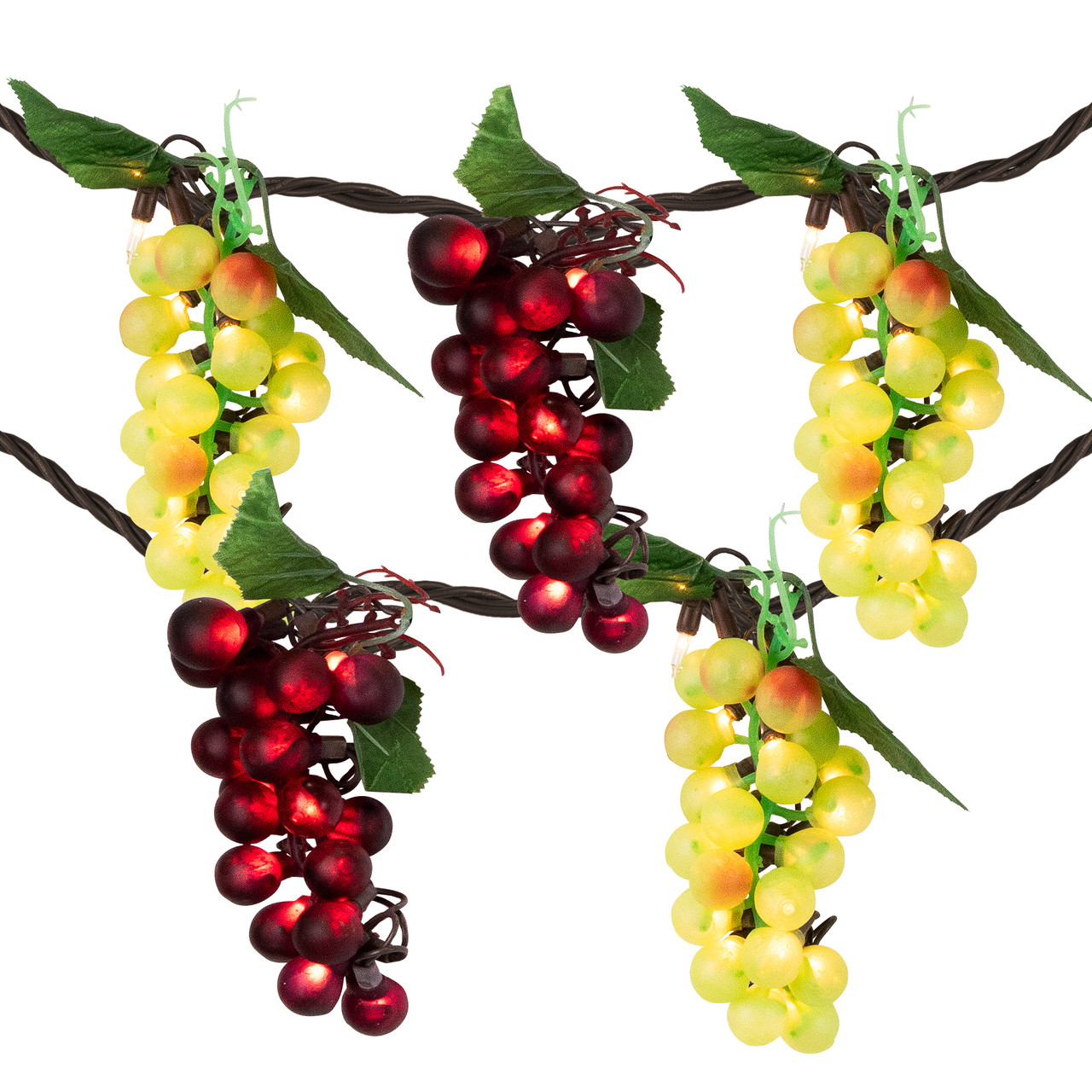 5-Count Red & Green Grape Cluster String Light Set, 8ft Brown Wire ...