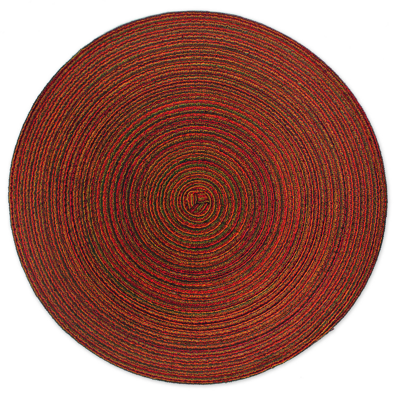 Set of 6 Variegated Red Round Woven Placemats 15" x 15" | Christmas Central