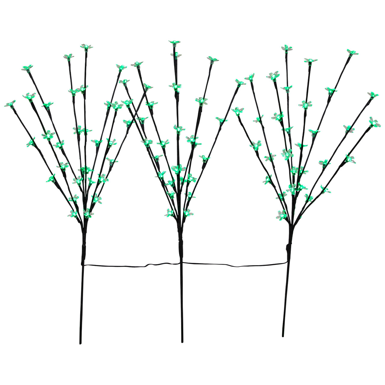 Set of 3 Pre-Lit Cherry Blossom Artificial Tree Branches 2.5' - Green ...