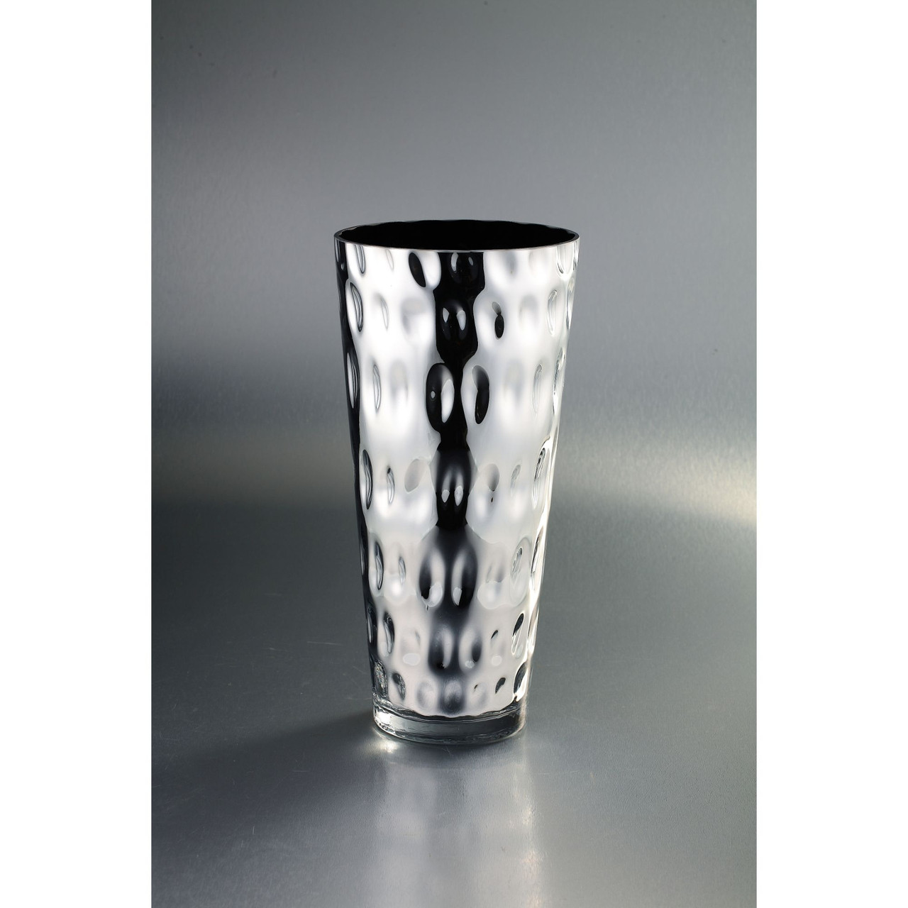 14" Silver Textured Modern Hand Blown Glass Vase | Christmas Central