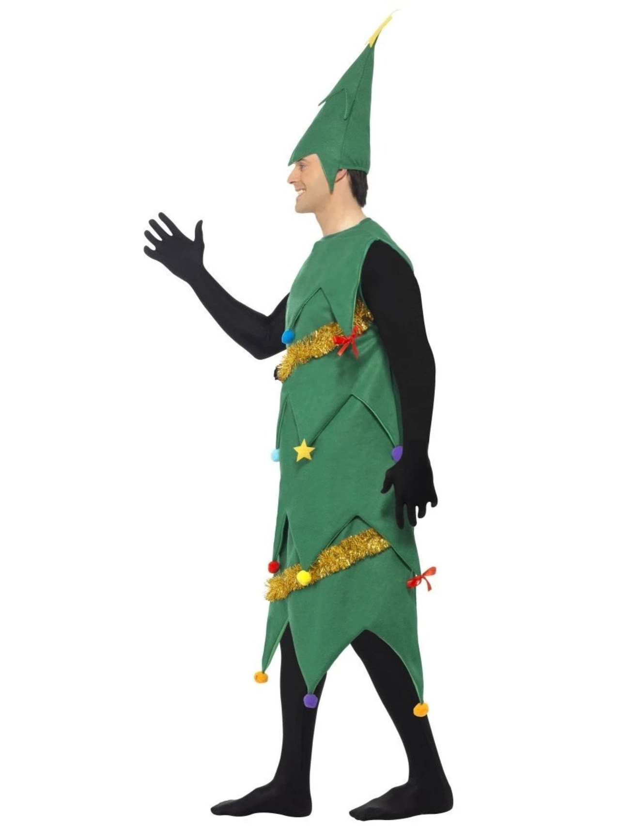 44" Green & Black Deluxe Men Adult Christmas Tree Shaped Costume ...