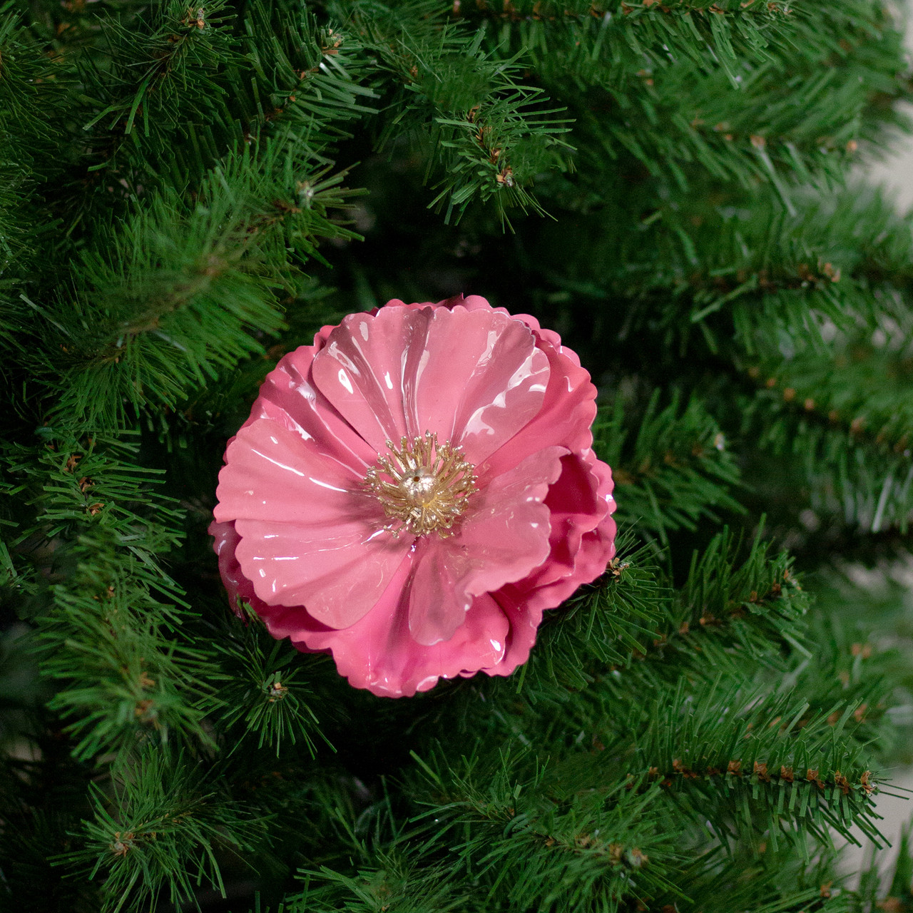 4.75" Pink Shiny Poppy Christmas Clip Ornament | Christmas Central