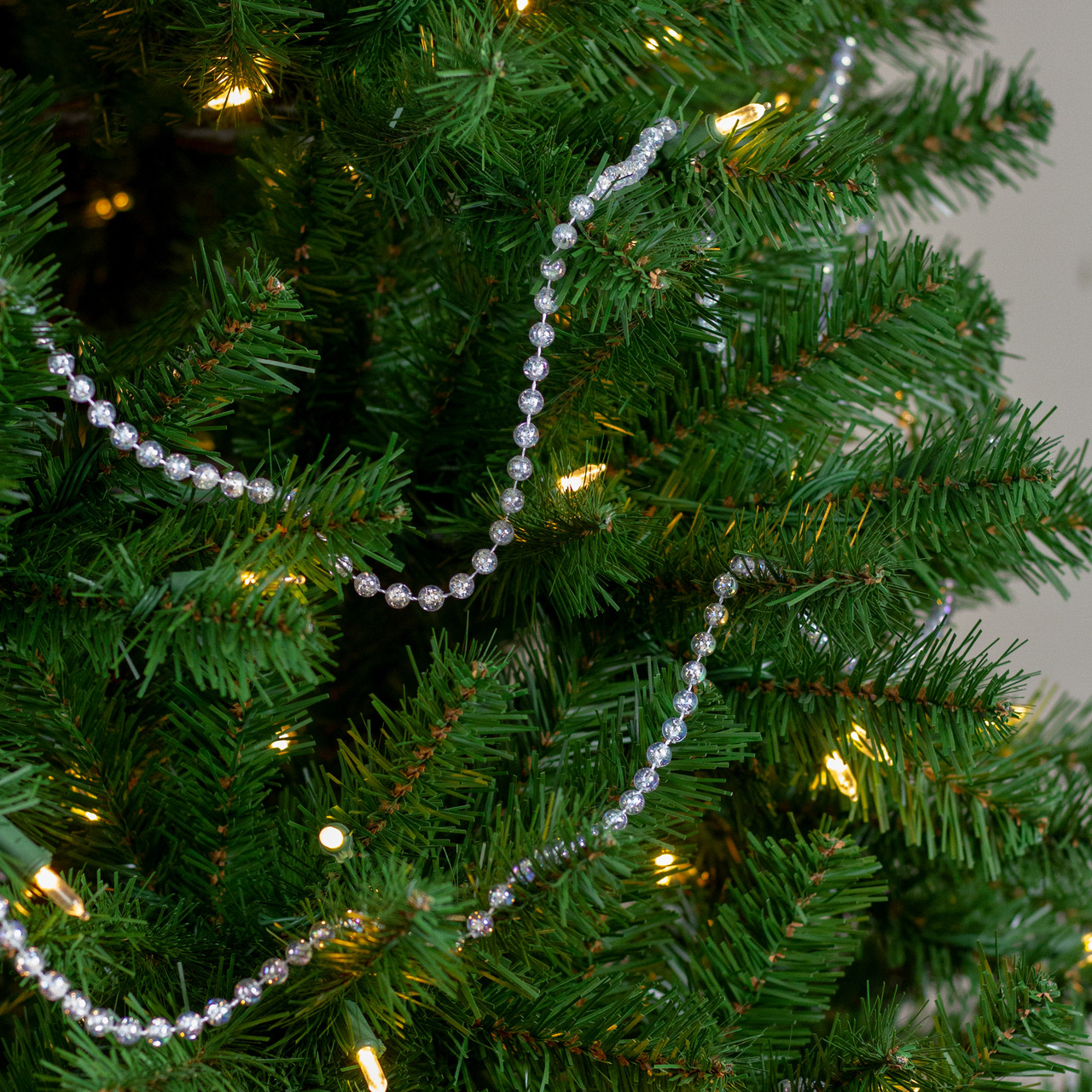 33' Clear Iridescent Beaded Artificial Christmas Garland, Unlit ...