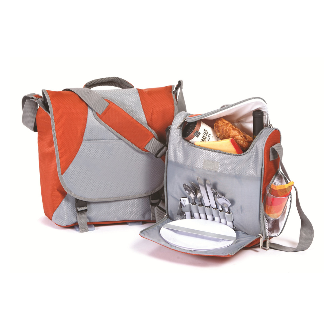 Set of 11 Gray & Orange Flex 2-Person Picnic Bag | Christmas Central