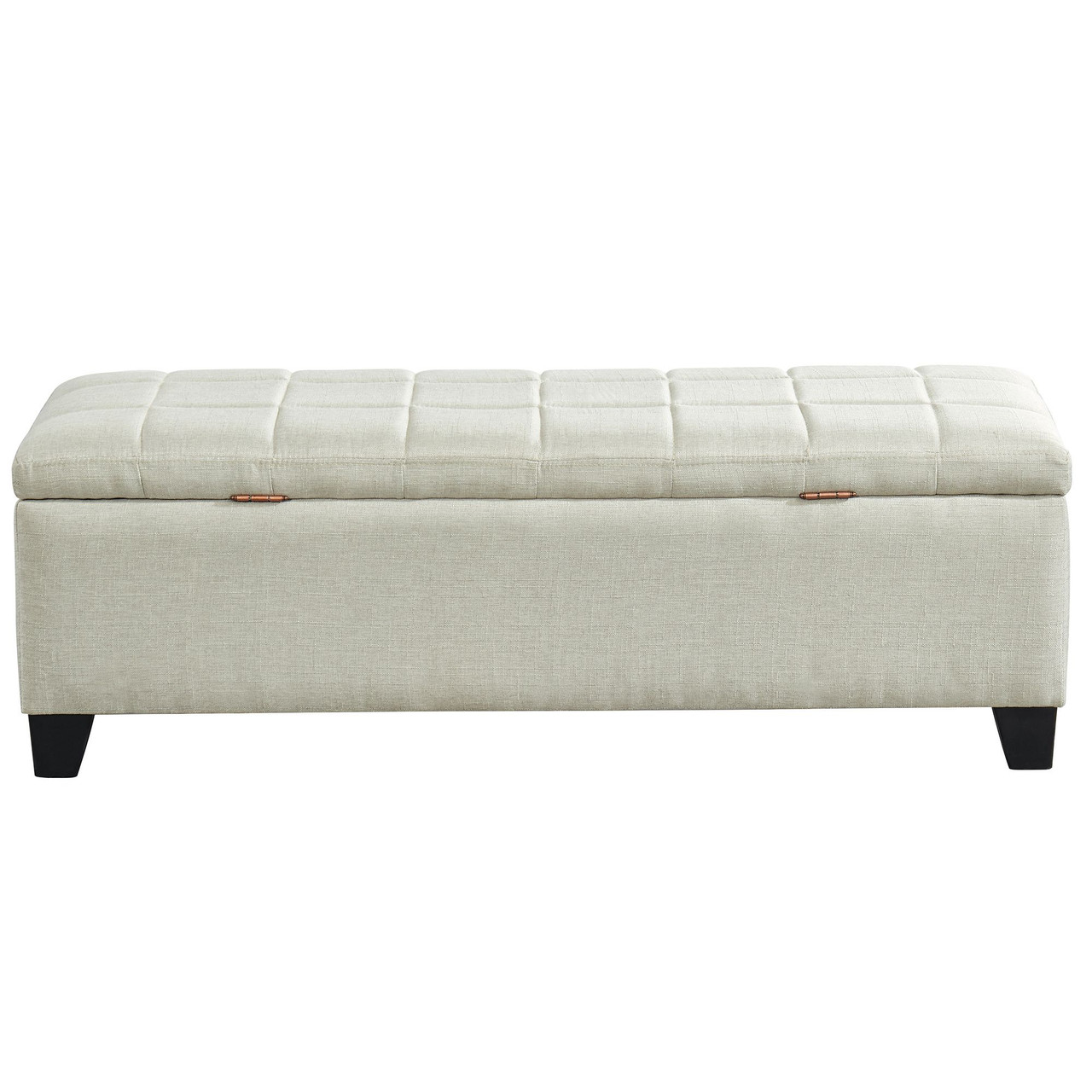 48" Beige Solid Rectangular Storage Ottoman | Christmas Central