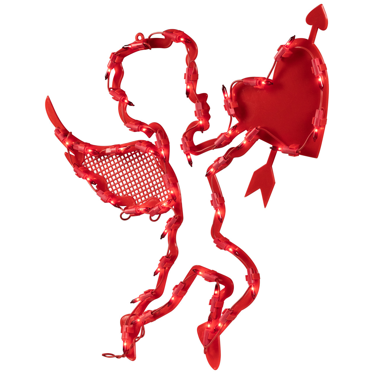 Lighted Cupid with Heart Valentine's Day Window Silhouette - 17" - Red ...