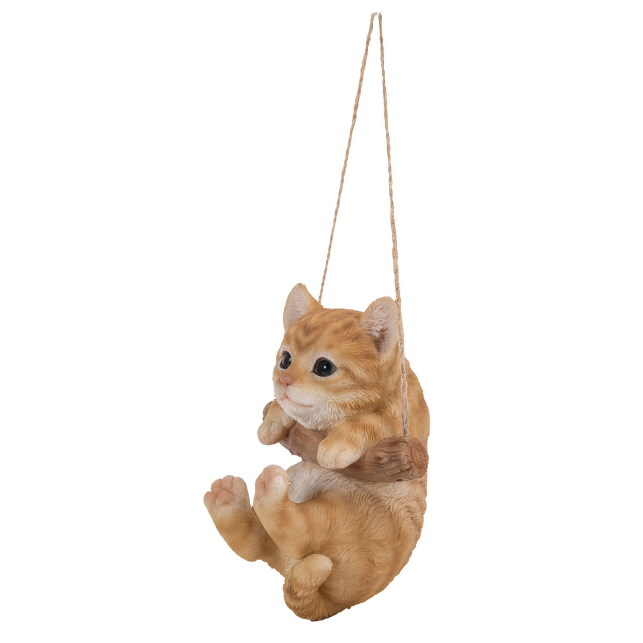5.5" Beige & White Hanging Tabby Kitten Statue | Christmas Central