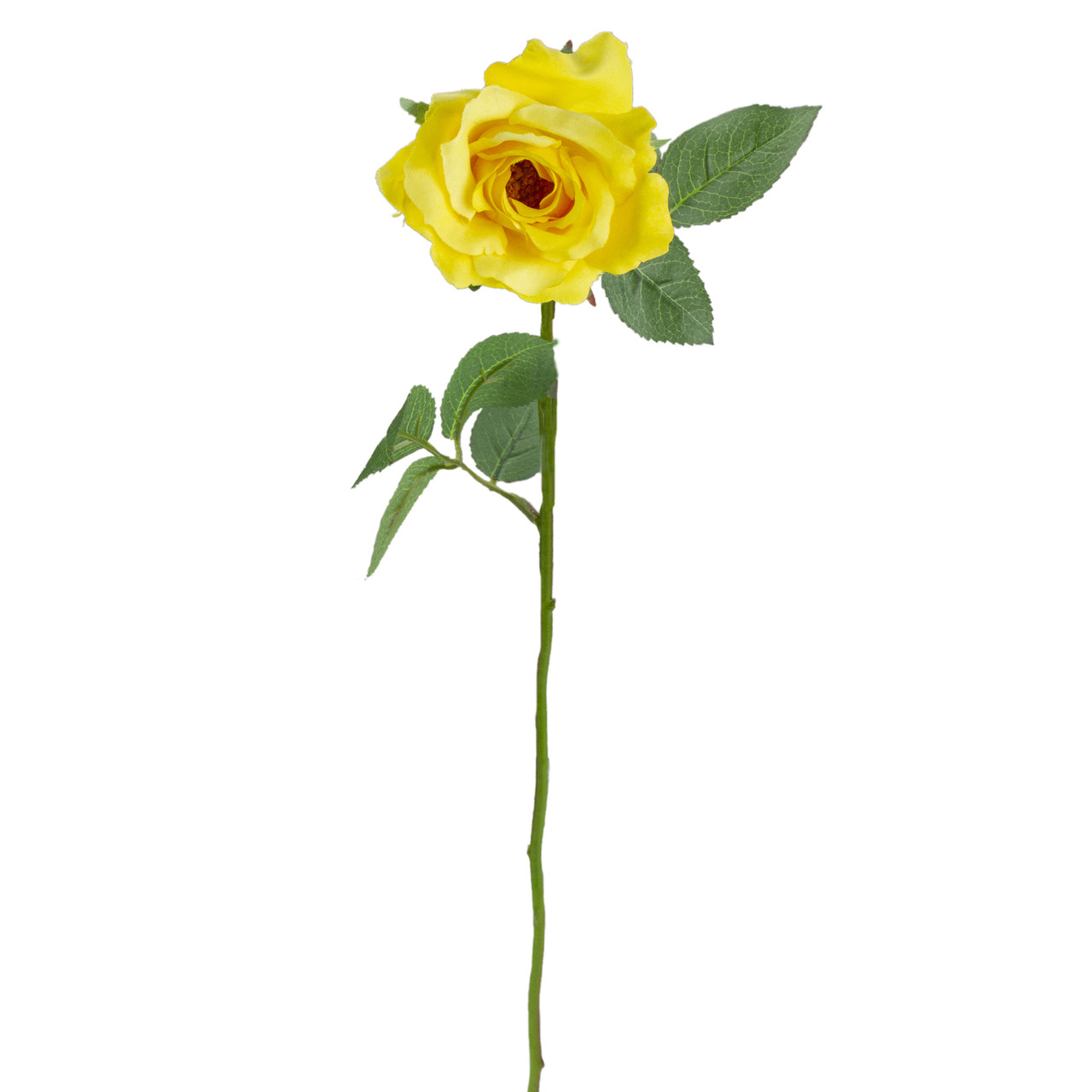 23" Yellow Long Stem Artificial Blooming Rose Pick | Christmas Central