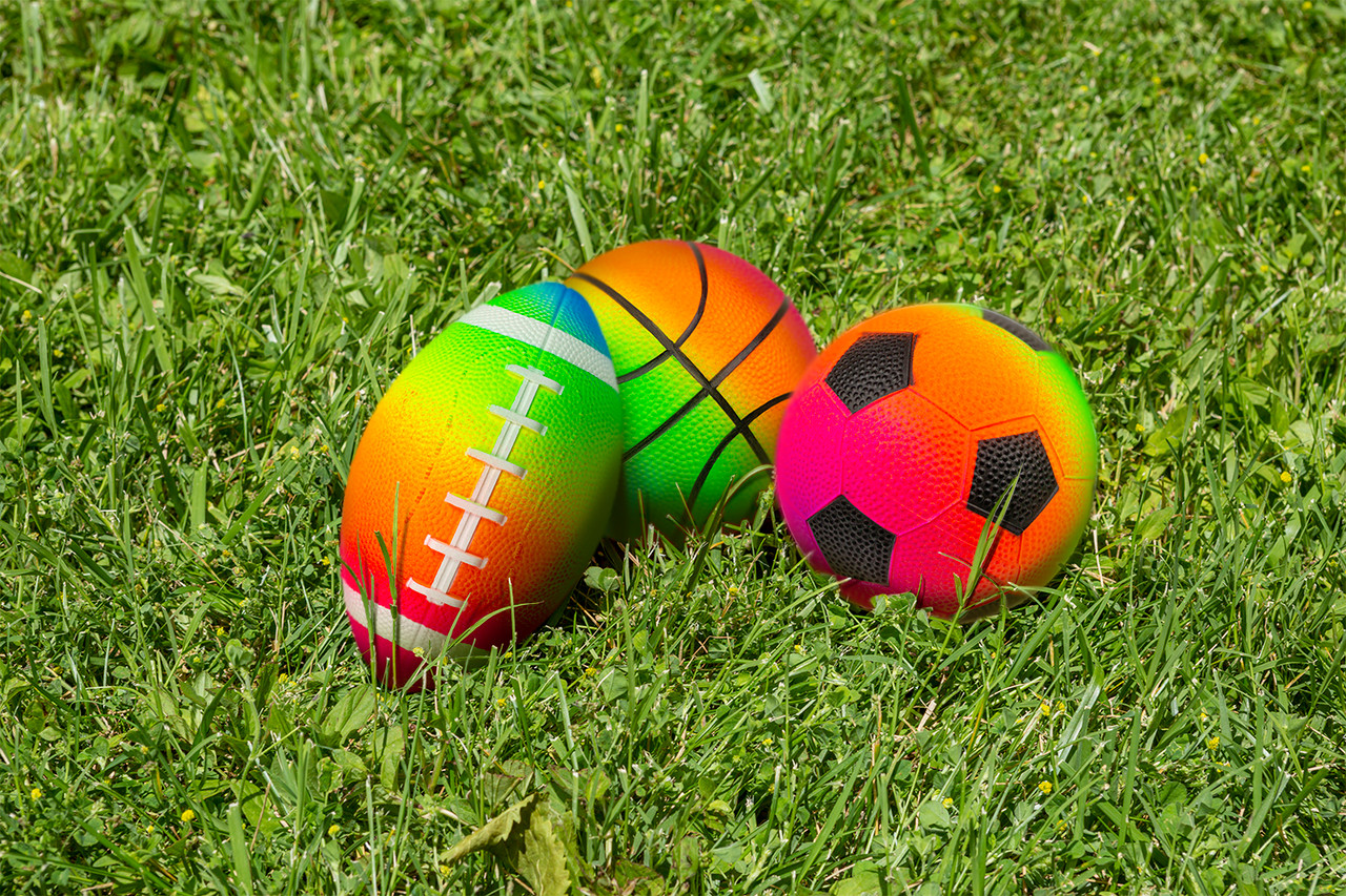 Set of 3 Rainbow Pebble Textured PVC Sports Water Sports Balls ...