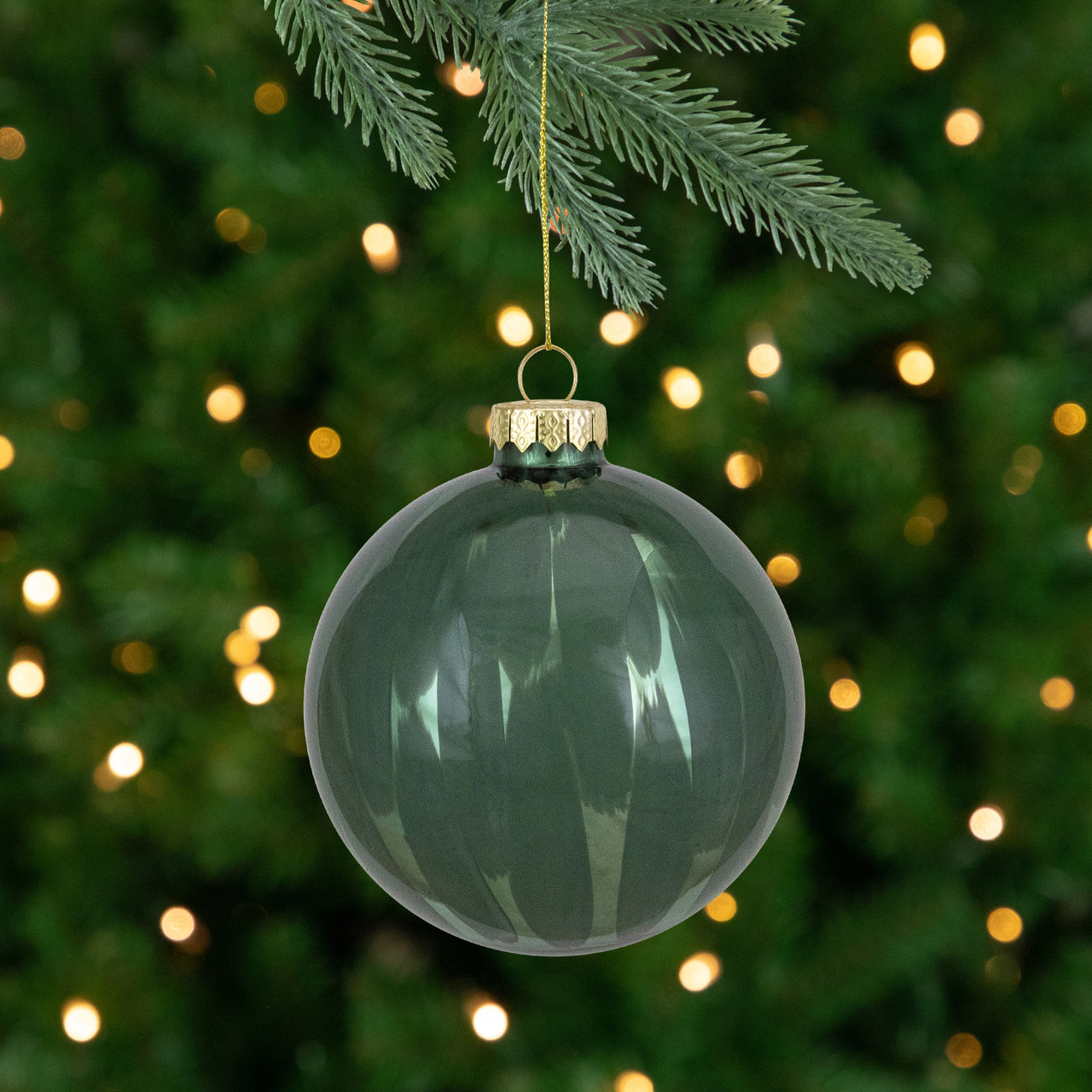 4" Shiny Green Glass Christmas Ball Ornament | Christmas Central