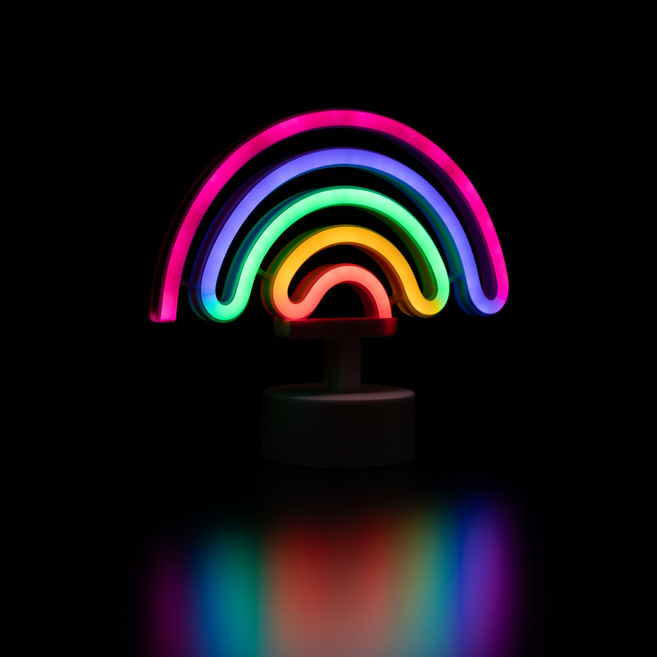 LED Neon Style Rainbow Table Light - 8" - Multicolor | Christmas Central
