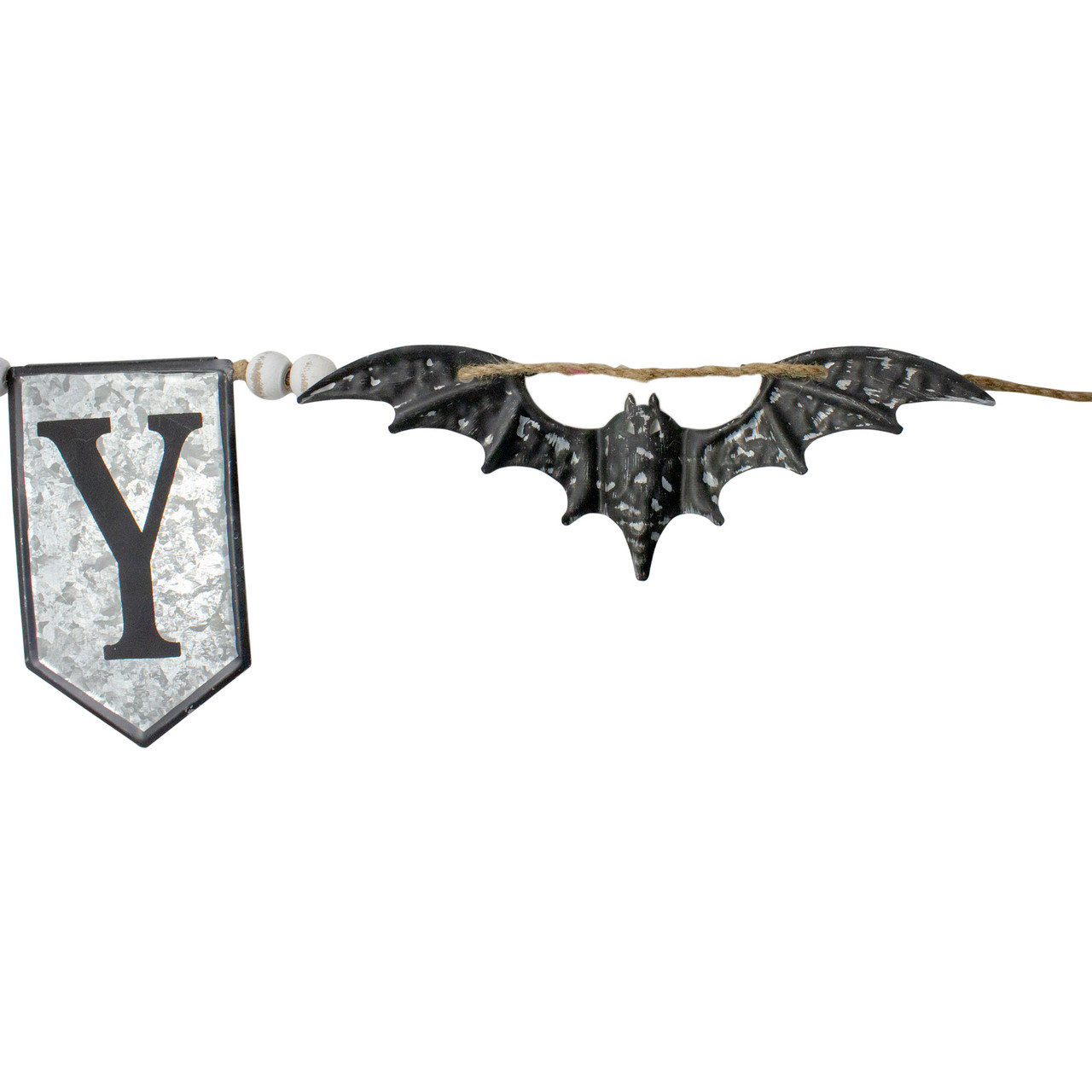 7' Metal Gray & Black SPOOKY Halloween Bat Banner | Christmas Central