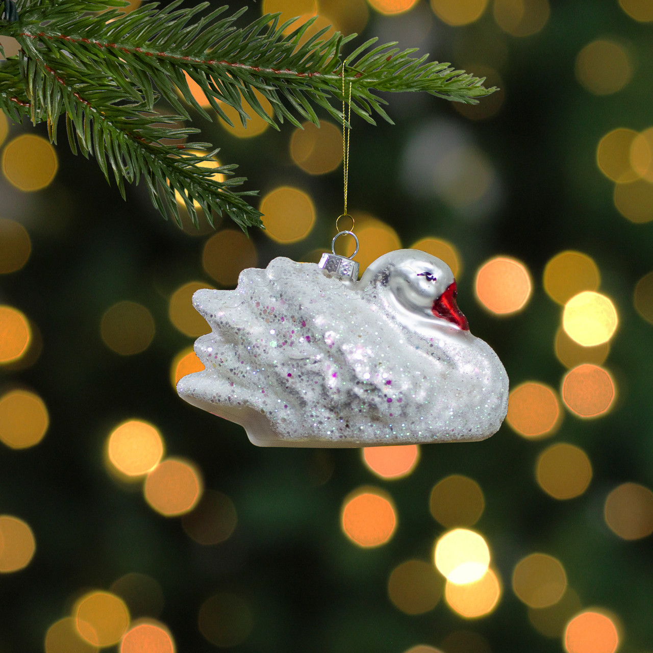 3.75" White Iridescent Glass Swan Christmas Ornament | Christmas Central
