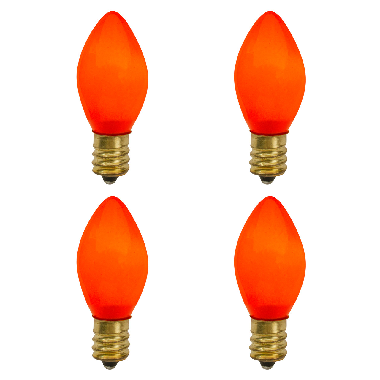 Set of 4 Orange Opaque C7 Christmas Replacement Bulbs - 2" | Christmas ...