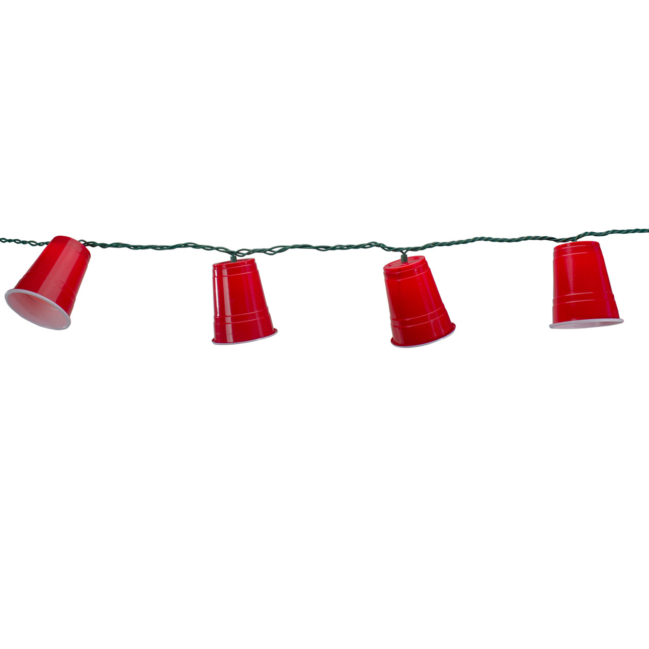 10 Count Red Party Cup Summer Novelty String Lights, 6 ft Green Wire ...