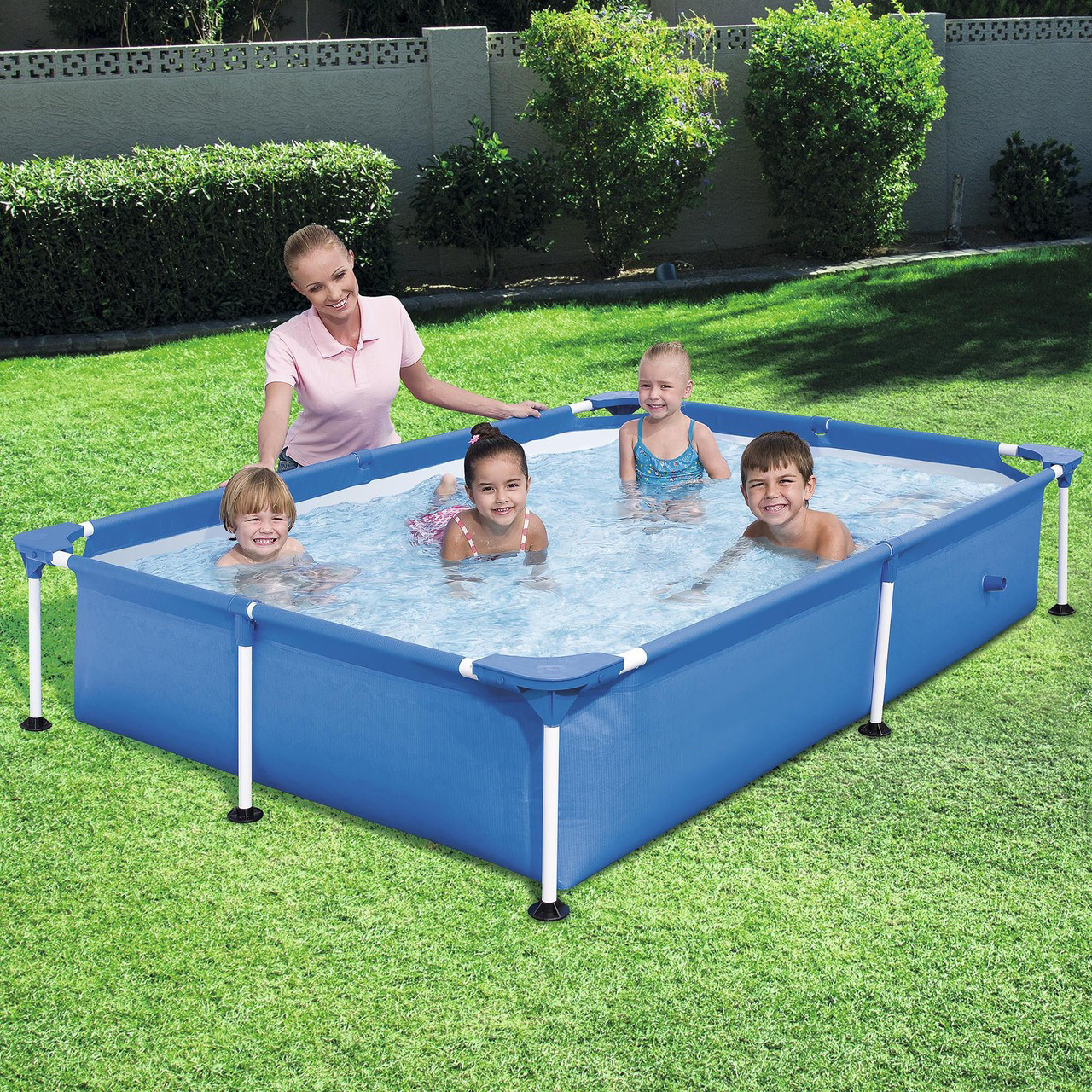 7.25ft x 17in Rectangular Framed Above Ground Swimming Pool with Filter ...