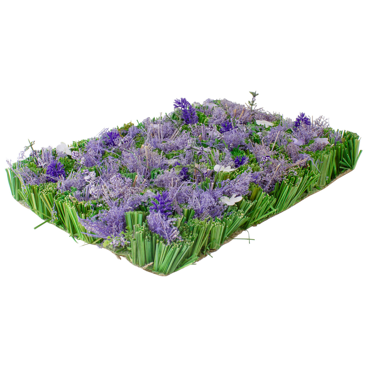 Mixed Floral & Grass Artificial Spring Mat - 13" - Purple & Green ...